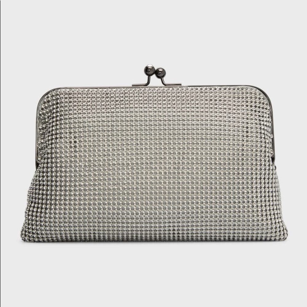 Whiting & Davis Dimple Mesh Crystal Clutch Bag - Gem